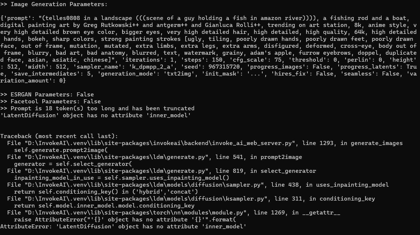 [bug]: Server error: 'LatentDiffusion' object has no attribute 'inner_model' · Issue #2812 ...