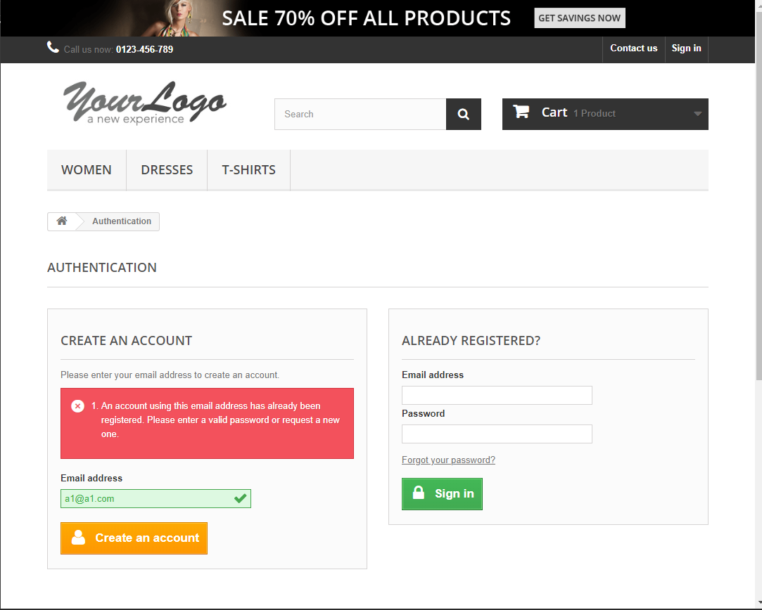 Alert message displays "Please enter a valid password or request a new ...