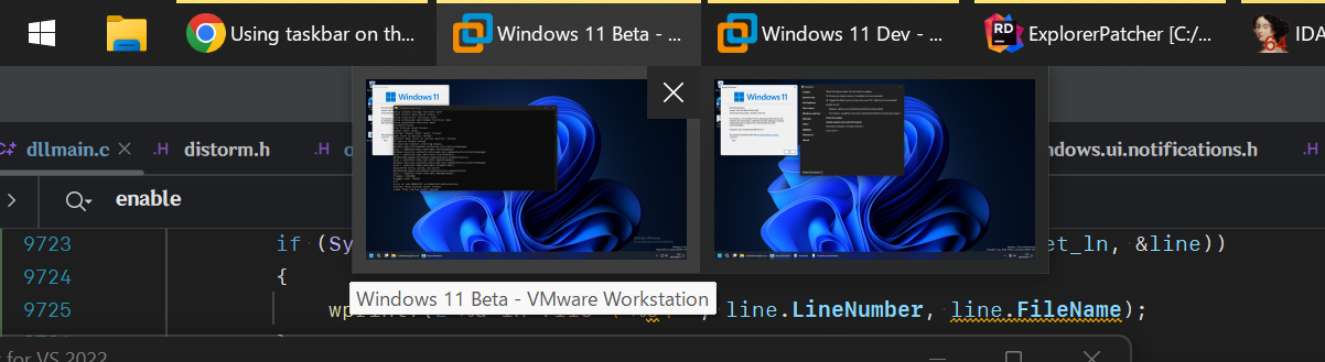 Using taskbar on the top is missing window previews · Issue #1970 · valinet/ExplorerPatcher · GitHub