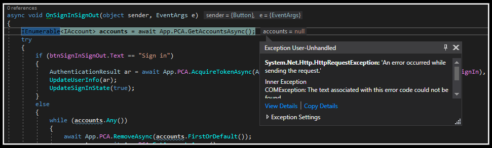 GetAccountsAsync() does Instance Discovery call...will not work off-line · Issue #630 · AzureAD ...