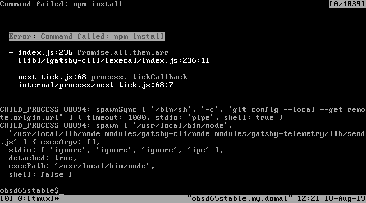 Gatsby Cli New Fails To Complete On Openbsd · Issue 16713 · Gatsbyjsgatsby · Github