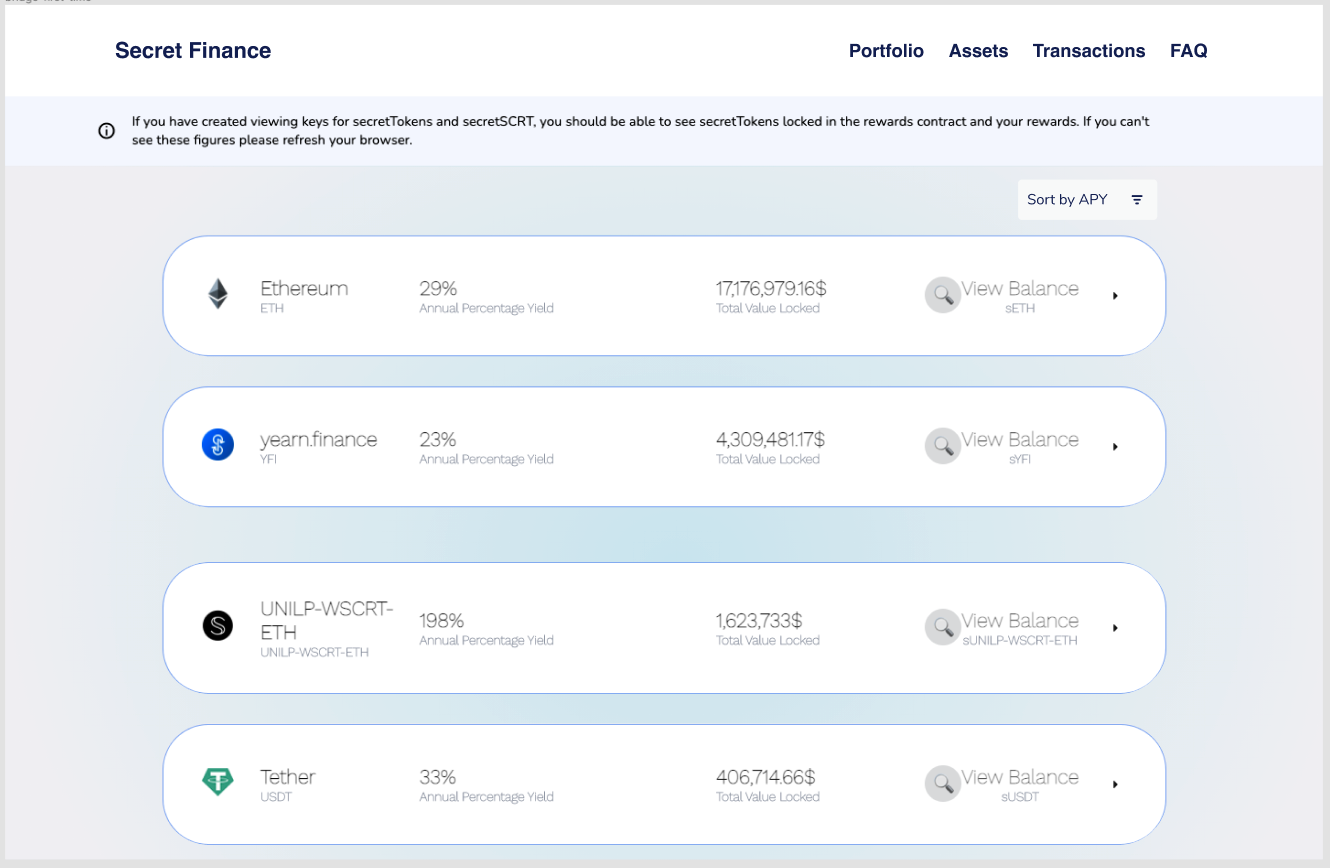 sort earn assets by TVL · Issue #70 · scrtlabs/EthereumBridgeFrontend · GitHub