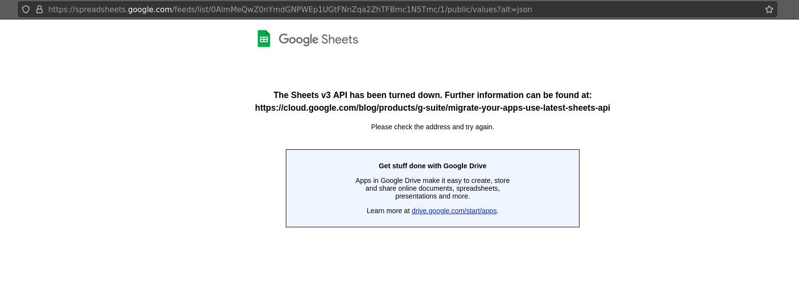 The Sheets v3 API has been turned down · Issue #714 · NUKnightLab ...
