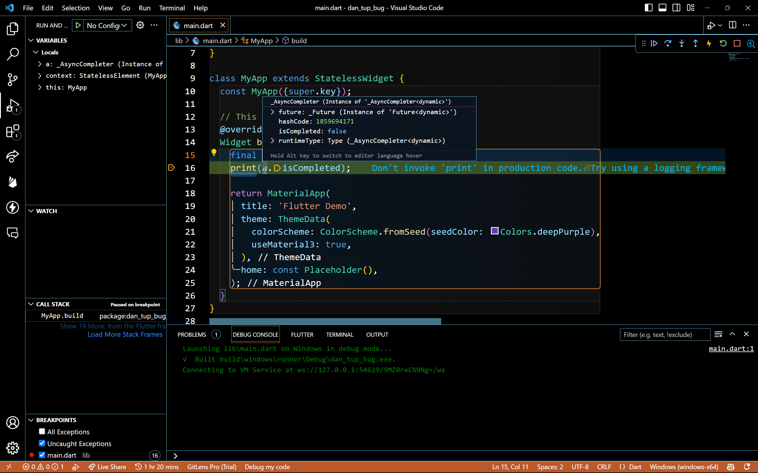 Debug isn't working (optimized out) · Issue #4555 · Dart-Code/Dart-Code · GitHub