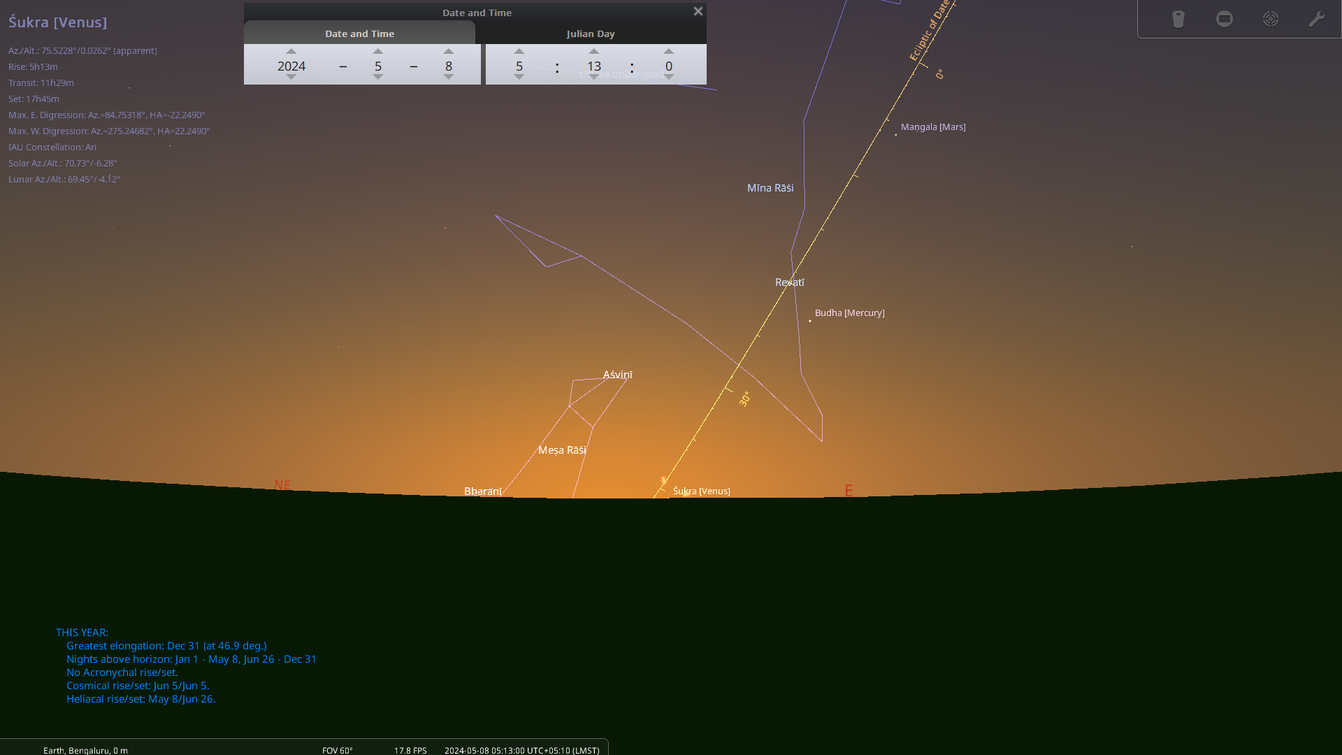 Observability Analysis plug-in: Heliacal rise/set of Venus · Issue #3092 · Stellarium/stellarium ...