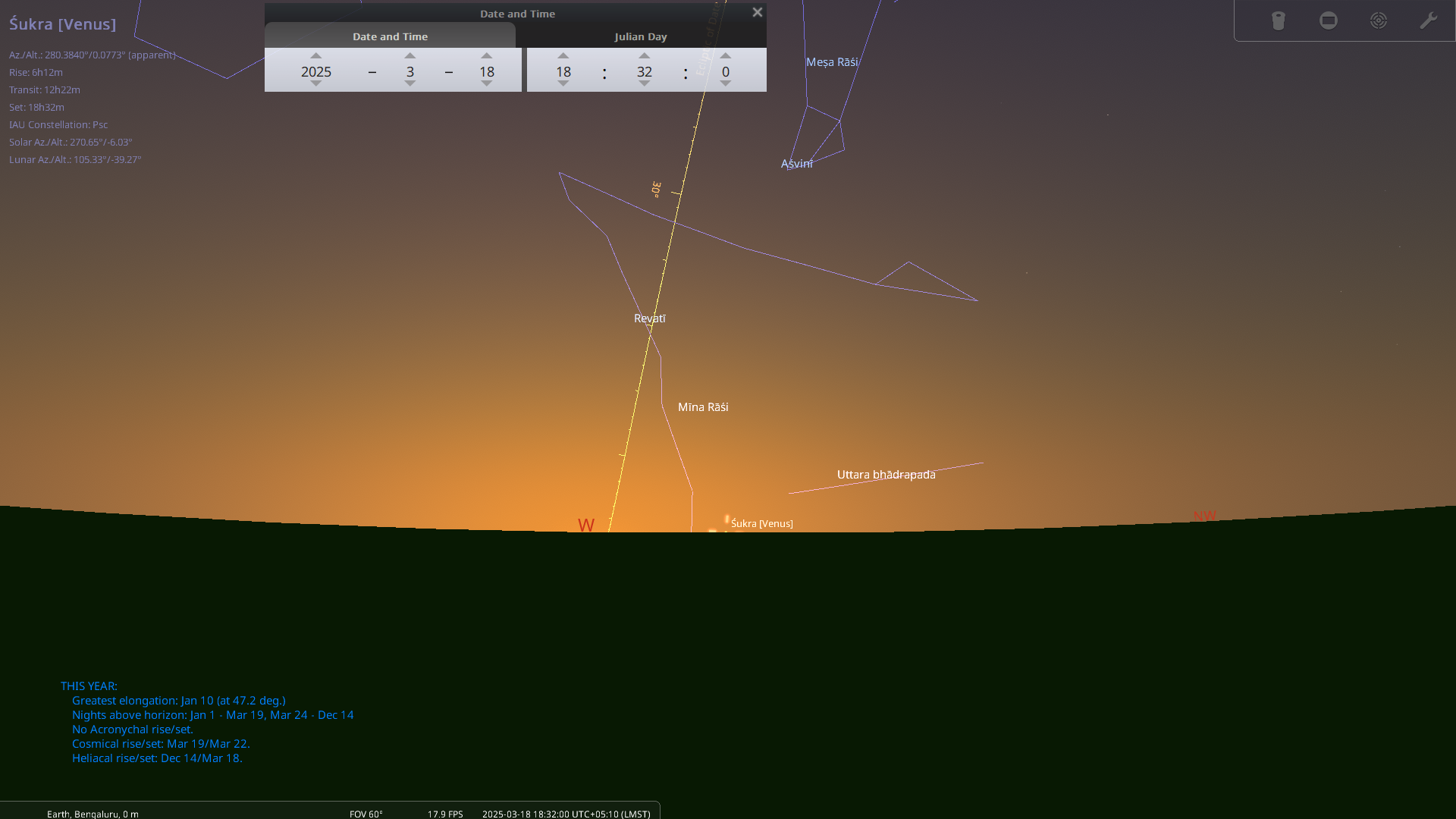 Observability Analysis plug-in: Heliacal rise/set of Venus · Issue ...