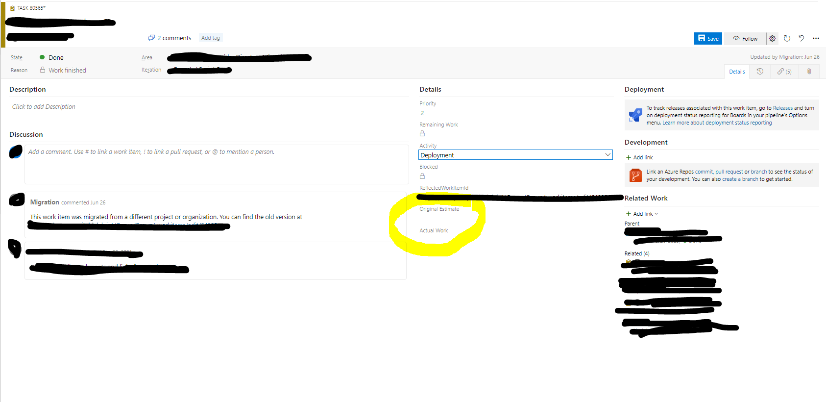 Original Estimate And Actual Work Field Values For Task Wit Not Populated During Migration