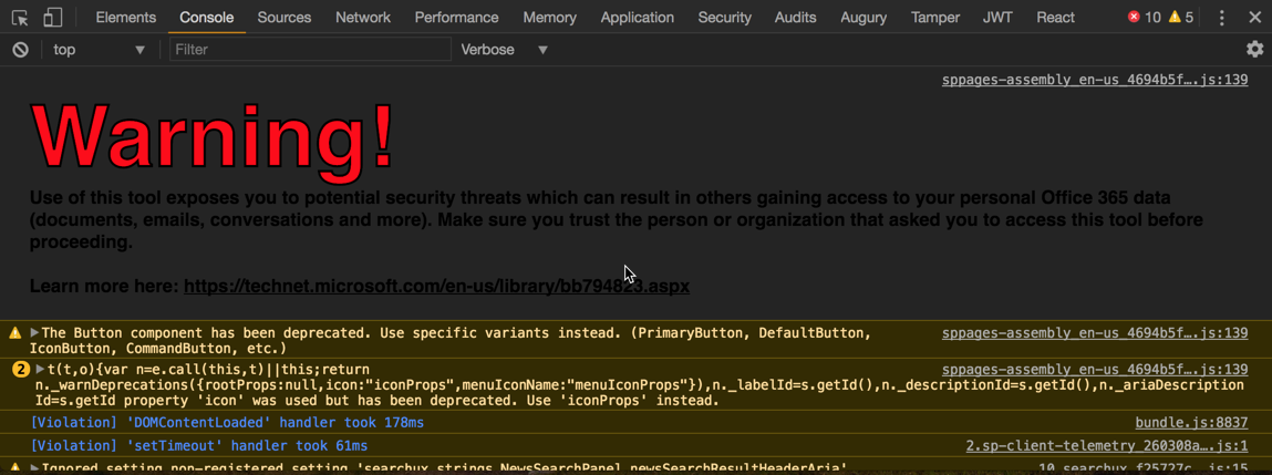 🐞 Chrome JS console message not dark friendly · Issue #646 · SharePoint ...