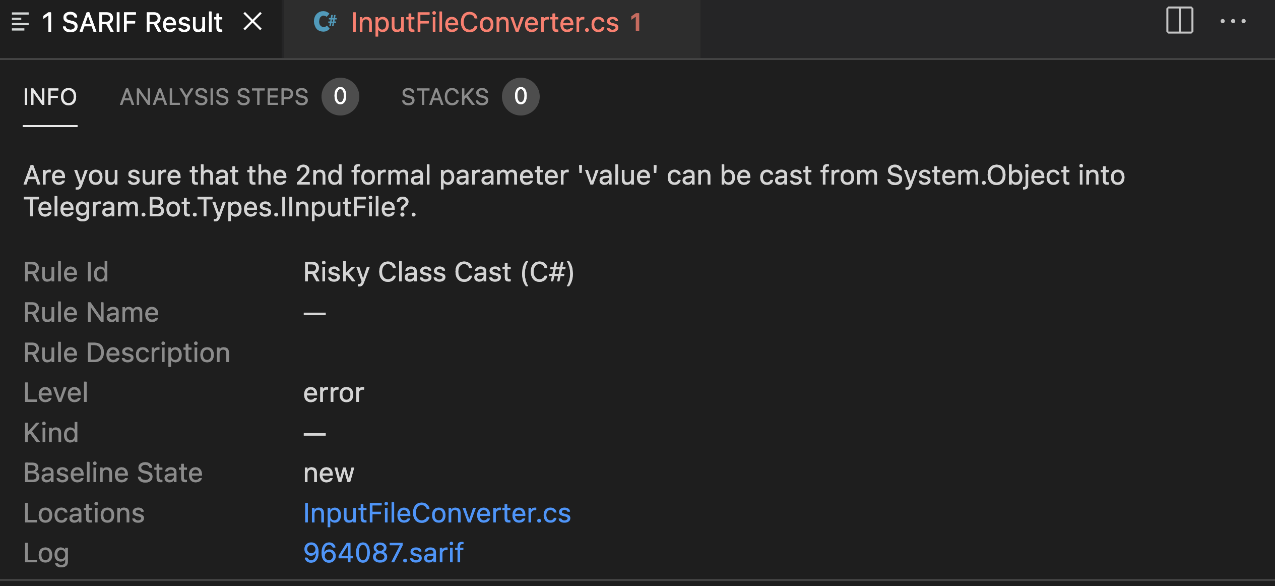 Odd Behaviour When Opening A Sarif With A Single Warning · Issue 446 · Microsoft Sarif Vscode