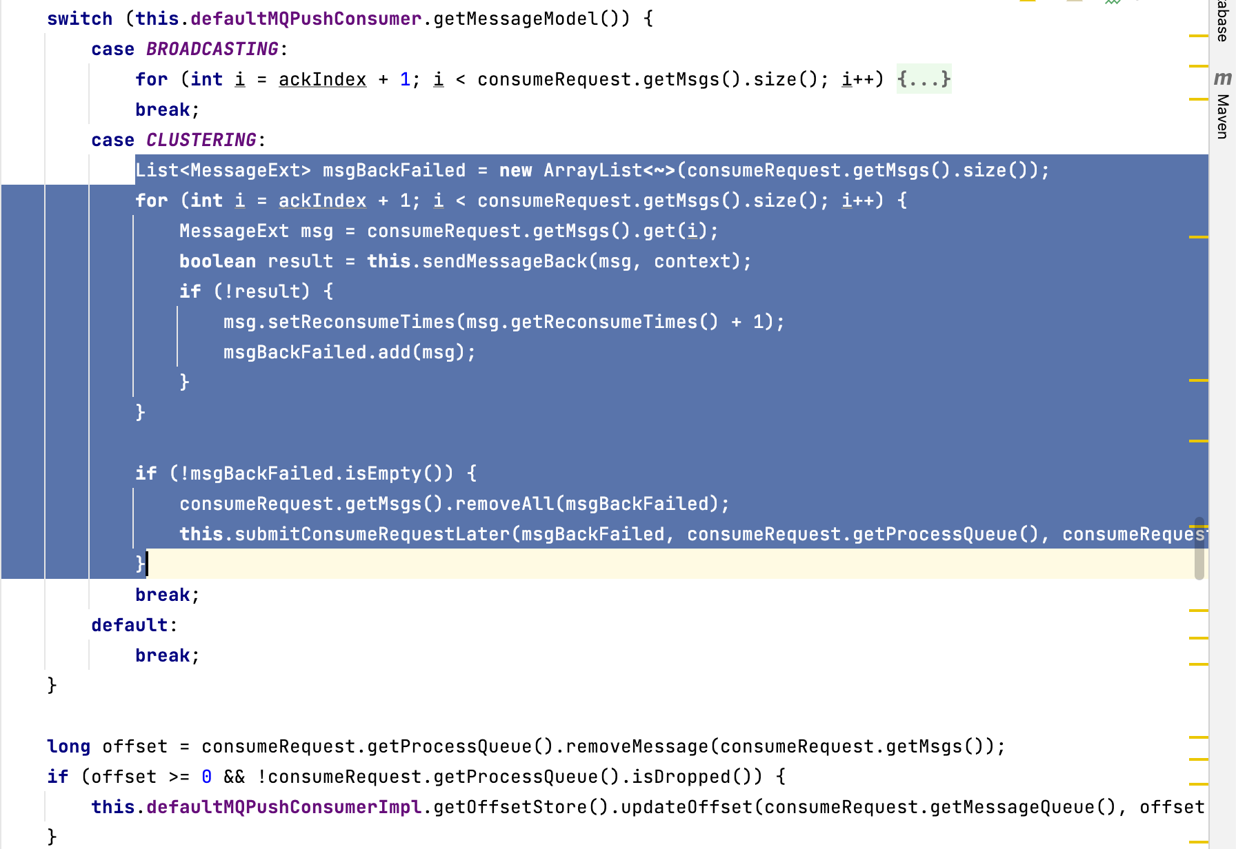 How update queue offset when consumer occur Exception and return ConsumeConcurrentlyStatus ...