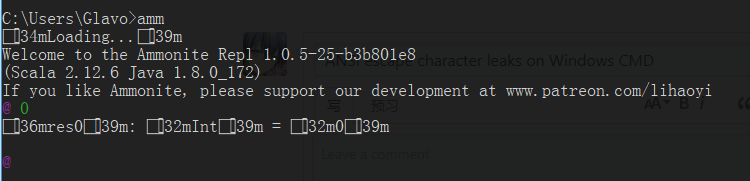 ANSI escape character leaks on Windows CMD · Issue #816 · com-lihaoyi/Ammonite · GitHub