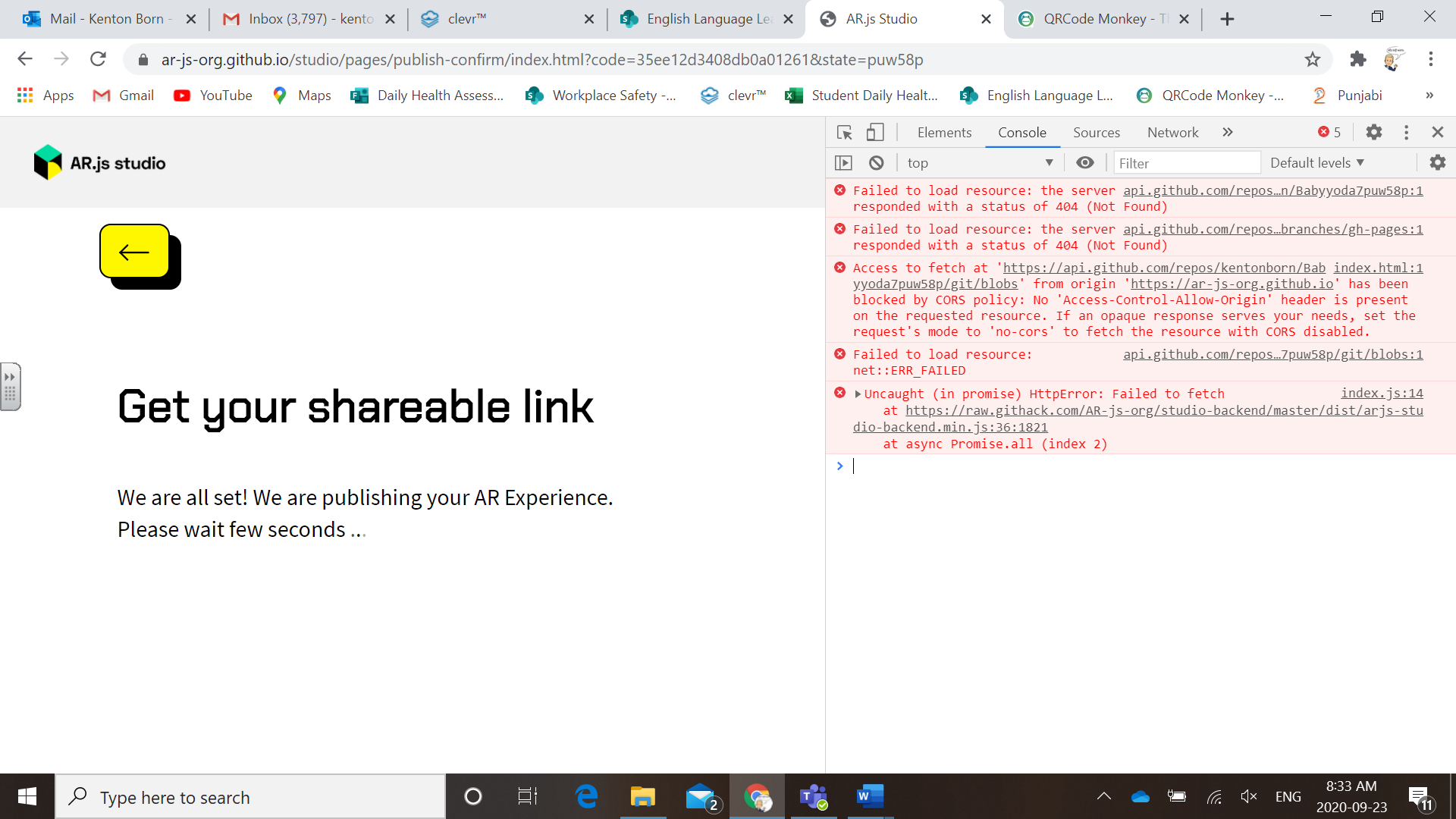 Sporadic problem when getting github shareable link · Issue #45 · AR-js-org/studio-backend · GitHub
