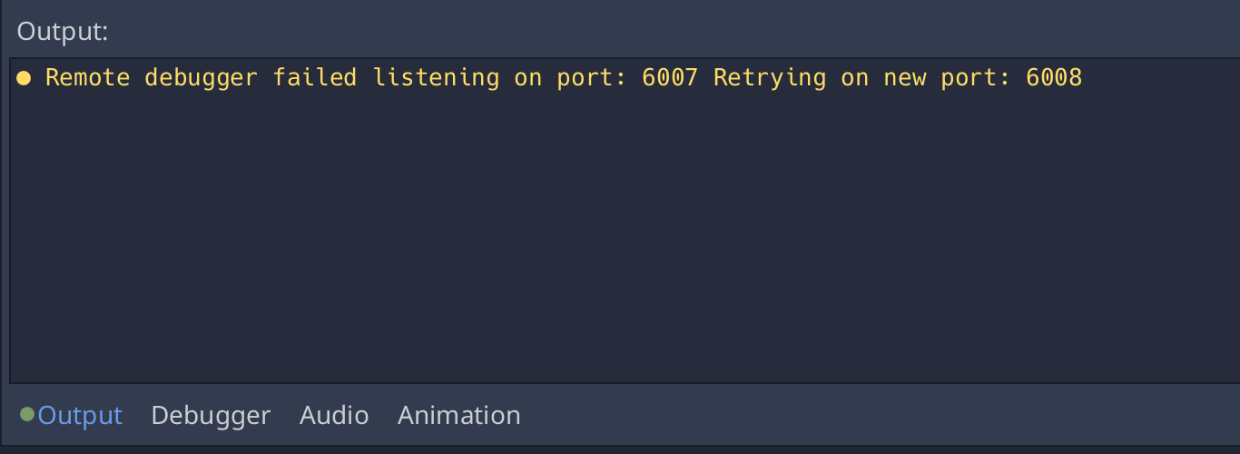 Output window does not work when "Remote Port" is set to 6008 (no "port ...