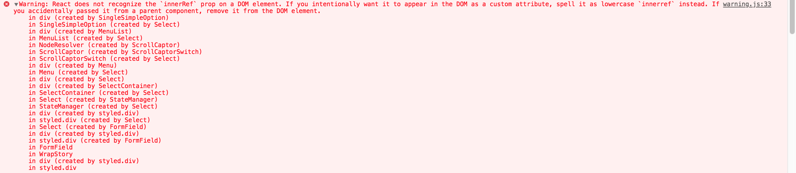 React Does Not Recognize The `innerref` Prop On A Dom Element · Issue 2765 · Jedwatson React
