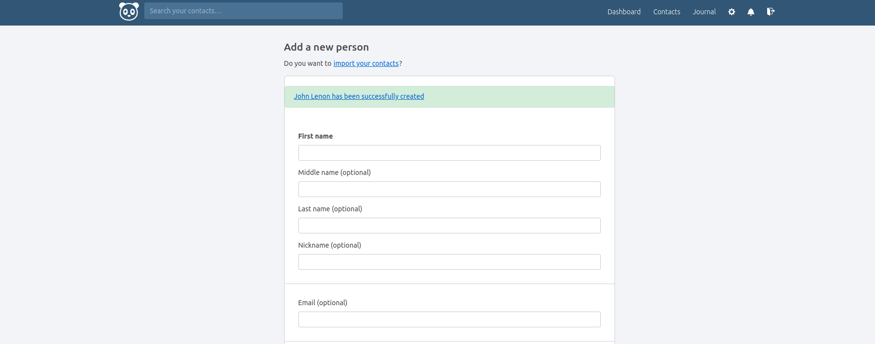 When Creating A Contact Make John Lenon Has Been Successfully Created A Link · Issue 6595 4401