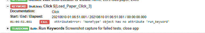 SikuliLibrary.Click failing with AttributeError: 'NoneType' object has no attribute 'run keyword ...