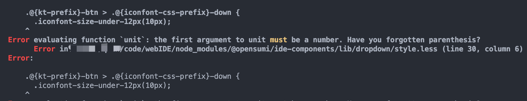 高版本 Less 编译报错 [bug] · Issue 586 · Opensumi Core · Github