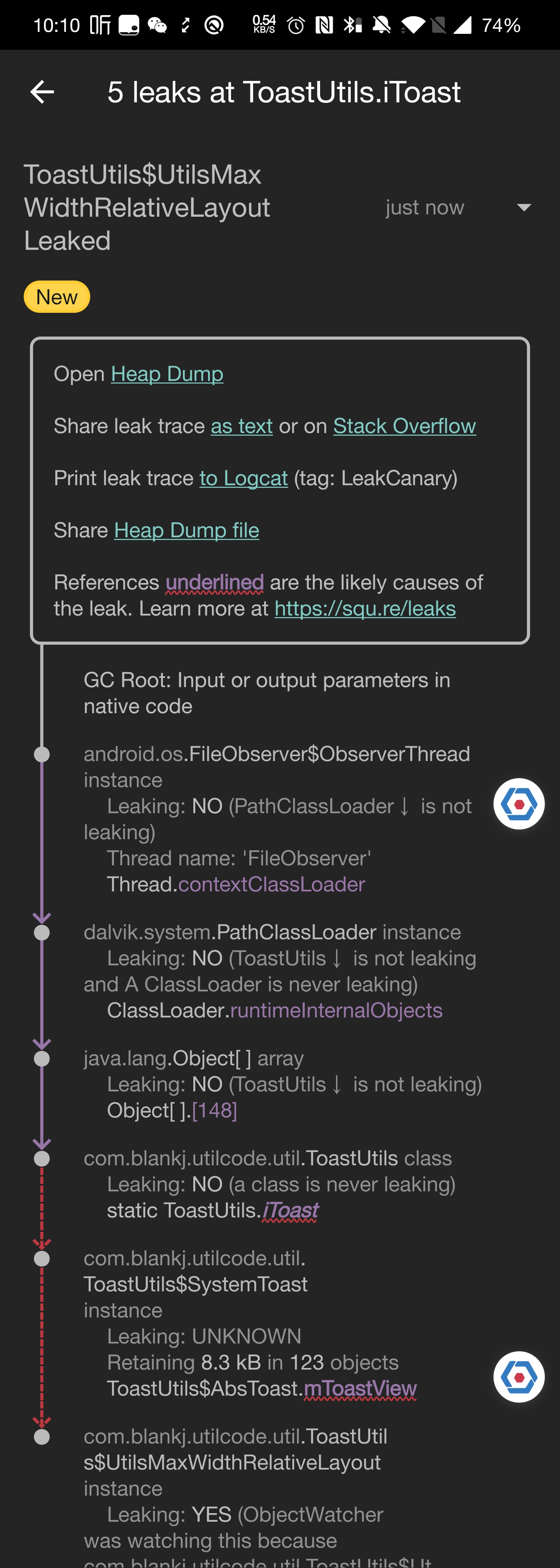 ToastUtils 内存泄漏 · Issue #1425 · Blankj/AndroidUtilCode · GitHub