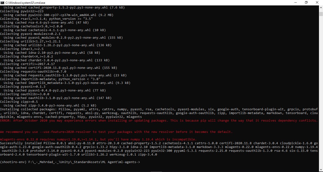 mlagents-envs 0.22.0 requires numpy =1.14.1, but you'll have numpy 1.19.4 which is incompatible ...