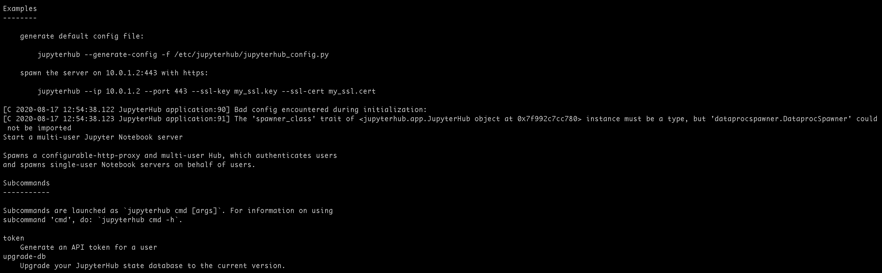 Bad config encountered during initialization · Issue #22 · GoogleCloudDataproc/jupyterhub ...