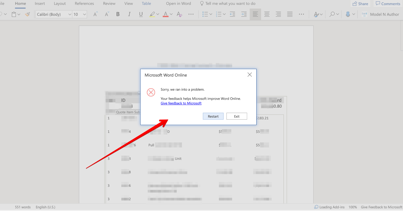 Cross-platform issue. Word return an error when the user tries to ...