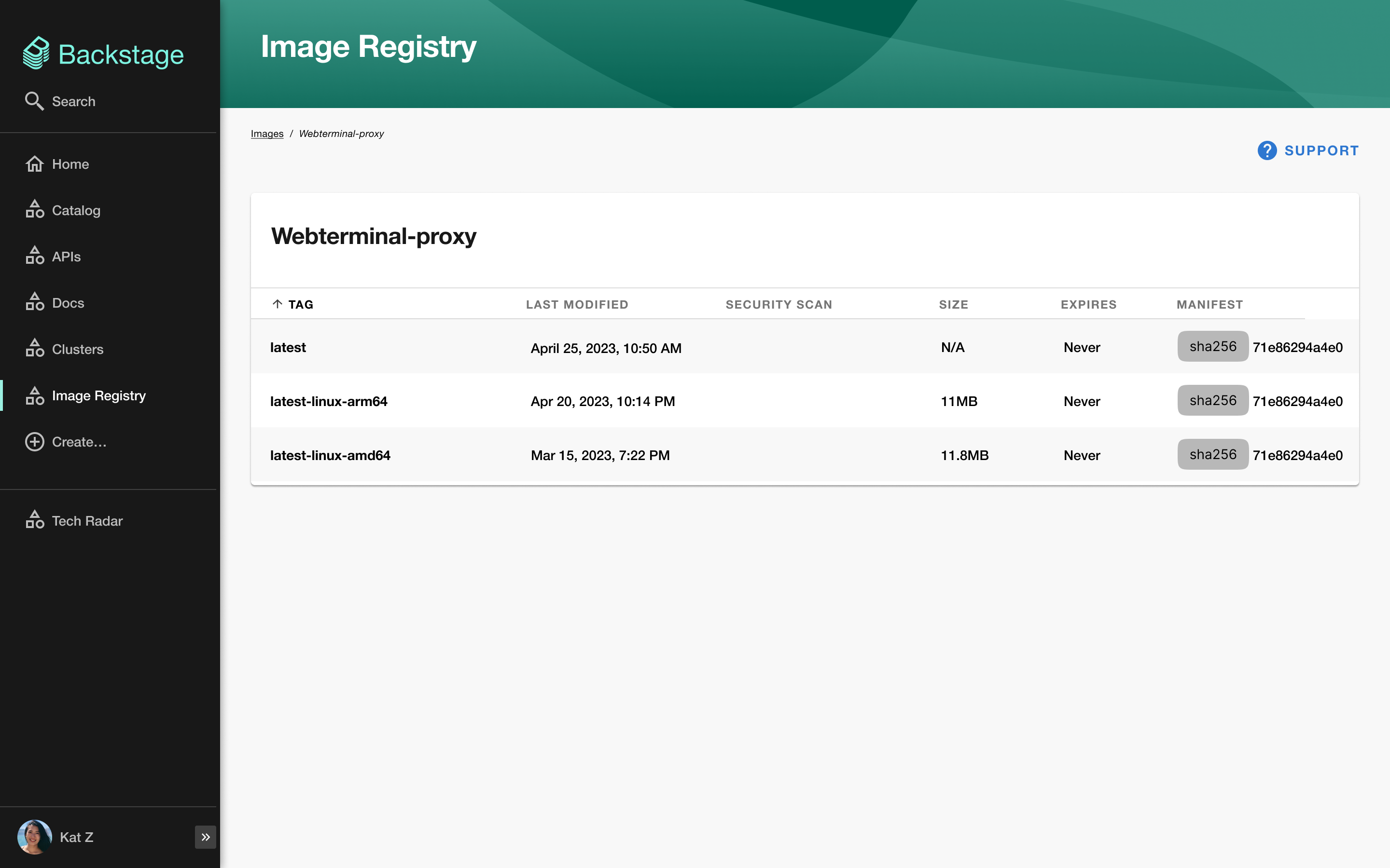 Show a list of all tags for a particular image · Issue #302 · janus-idp/backstage-plugins · GitHub