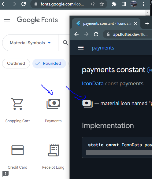 [icons] Flutter Material Icon Does Not Match Icon On · Issue 117607 · Flutter