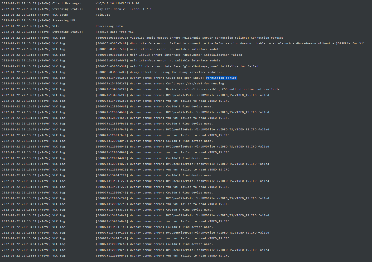 VLC Buffer: Permission denied · Issue #290 · xteve-project/xTeVe · GitHub