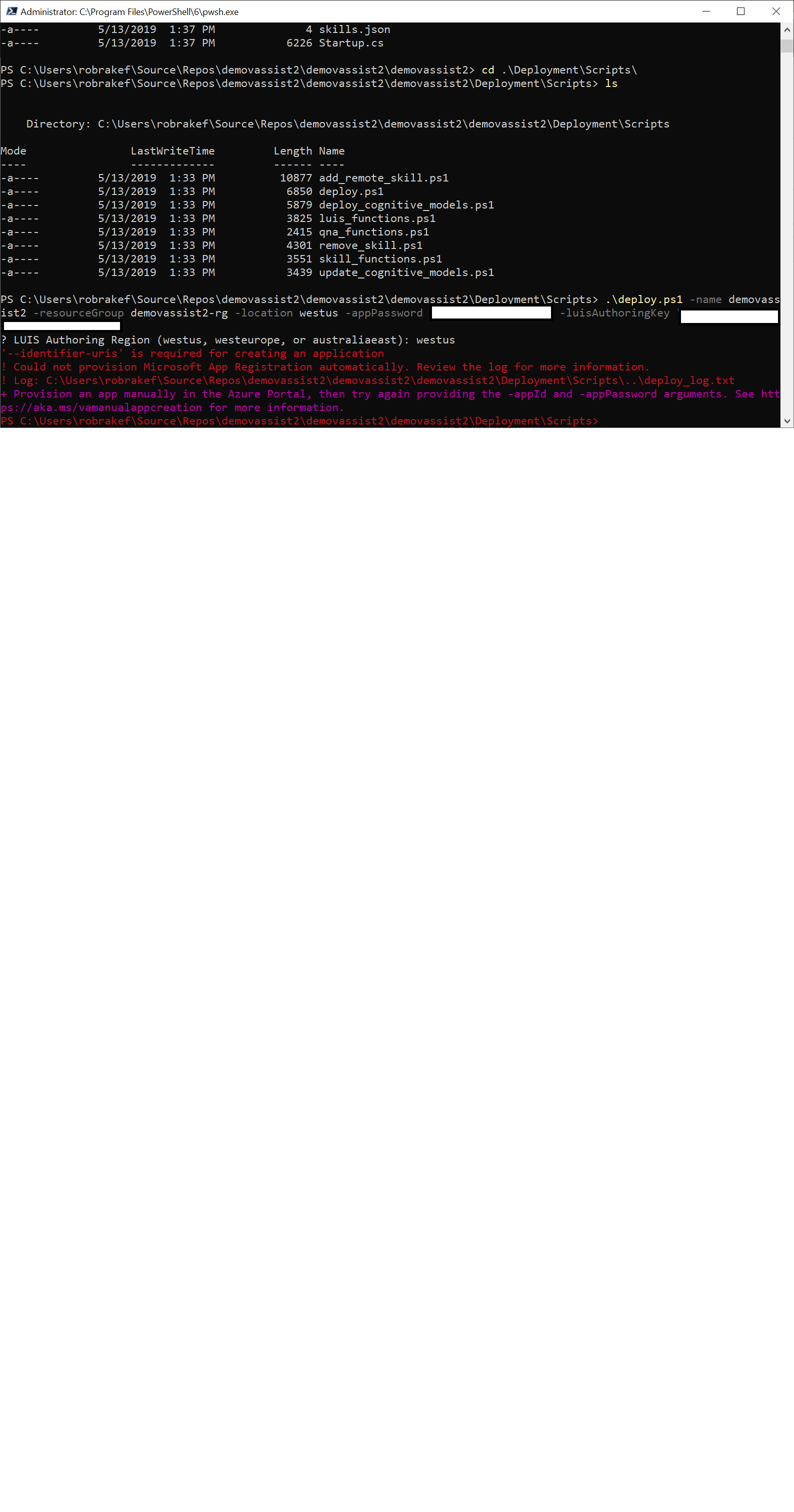 Issue creating w/ deploy.ps1 -- identifier-uris parameter required · Issue #1349 · microsoft ...