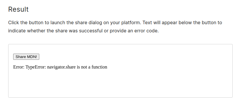 Share MDN Example Not Working - TypeError: navigator.share is not a function · Issue #23403 ...