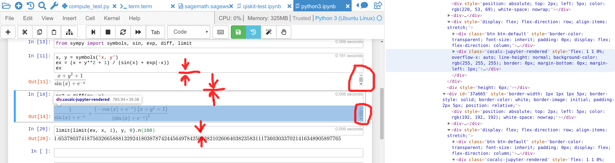 jupyter2: sympy formulas ("rendered output"?) is too tight · Issue #3752 · sagemathinc/cocalc ...