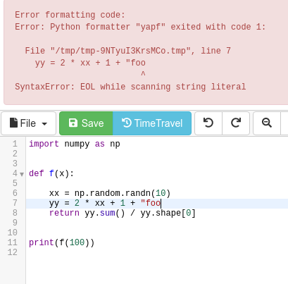 yapf python formatting integration doesn't show line number of error · Issue #3992 · sagemathinc ...