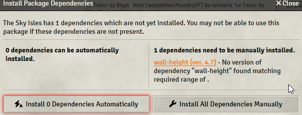 Package Dependencies Auto Install button is now disabled when no dependencies can be ...
