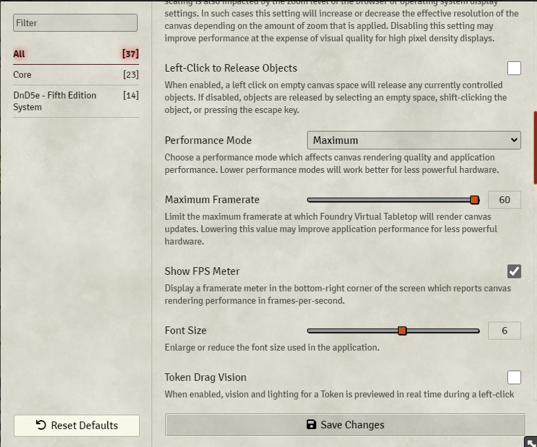 Wide form elements inside the settings dialog can cause the entire tab to wrap onto the line ...