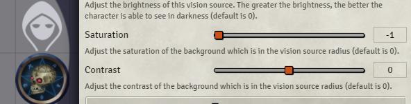Basic Vision in darkness reacts weakly to shadows and saturation settings of light sources ...