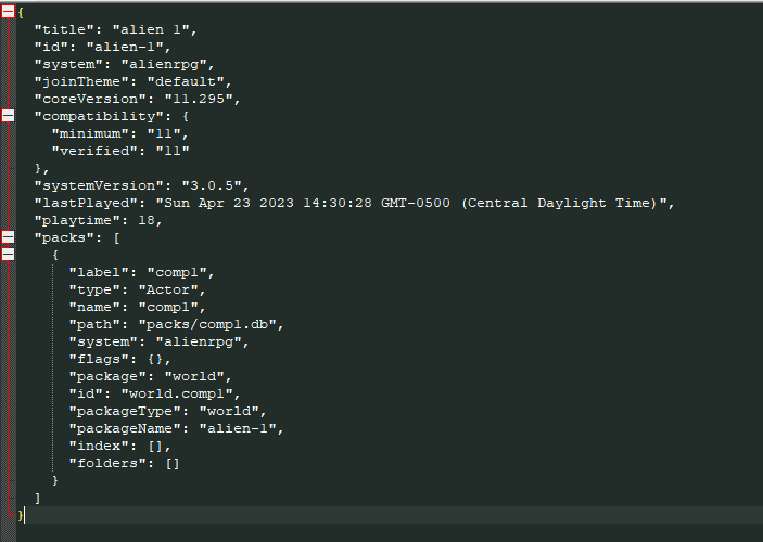 World-level compendium packs created in v11 worlds have paths that still refer to `.db` files ...