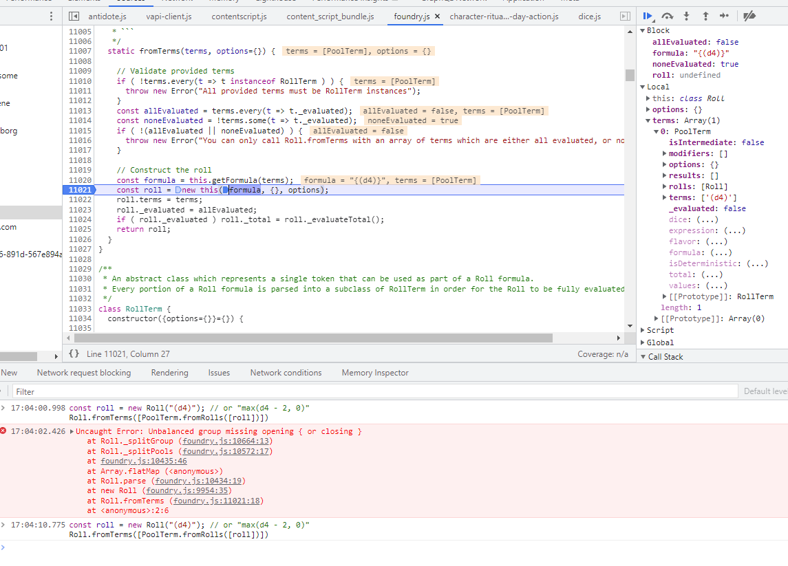 `Roll.fromTerms` fails to parse a formula with parentheses · Issue #9554 · foundryvtt/foundryvtt ...