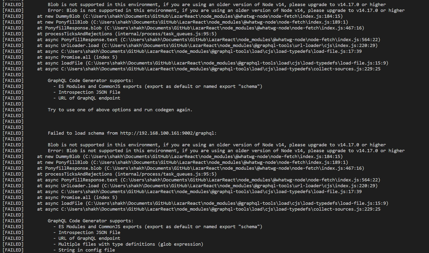 Graphql Codegencli Whatwg Nodefetch V060 Doesnt Support Node V14 · Issue 8886 7978