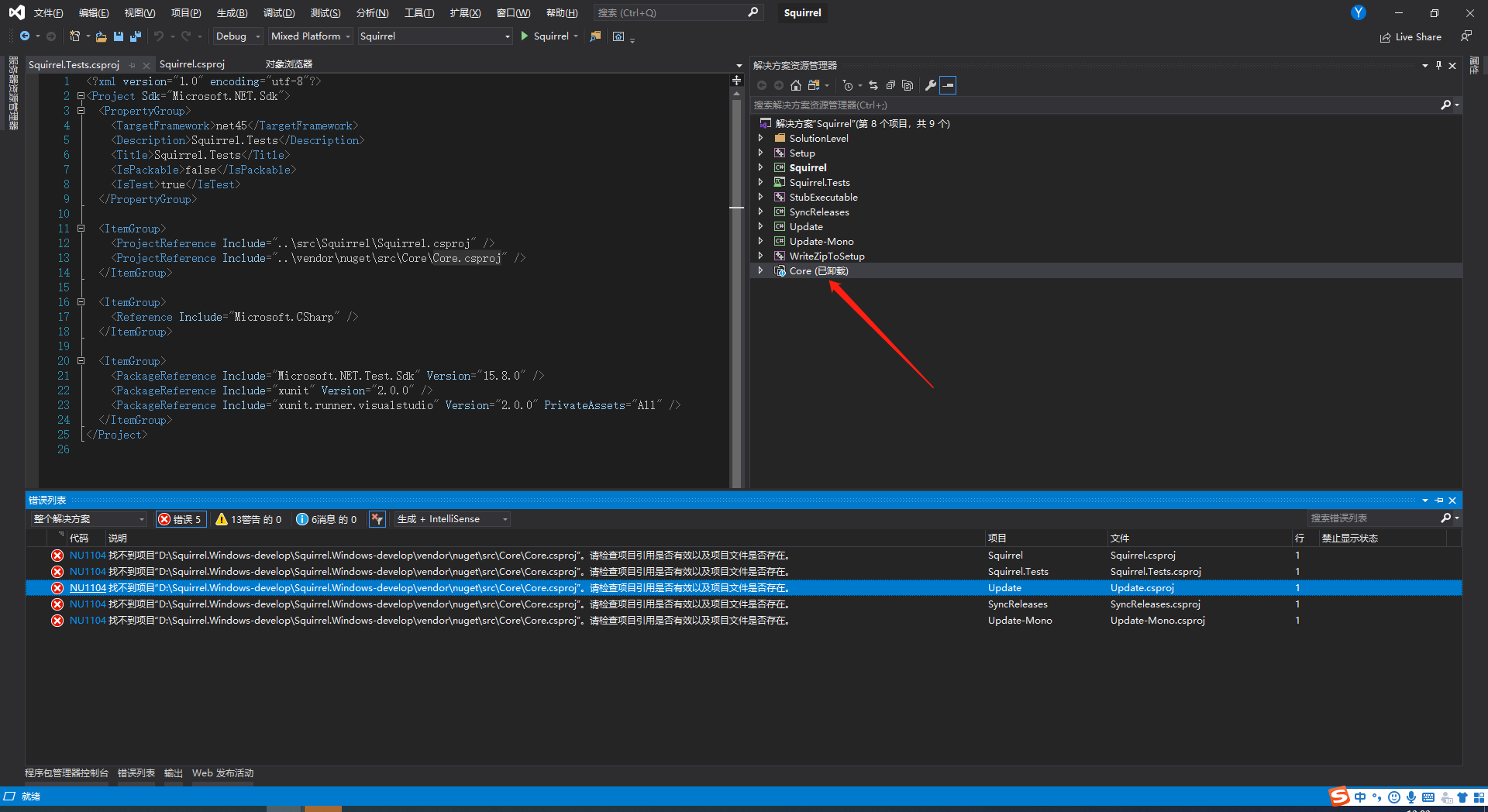 could not find project “Core.csproj” · Issue #1607 · Squirrel/Squirrel.Windows · GitHub