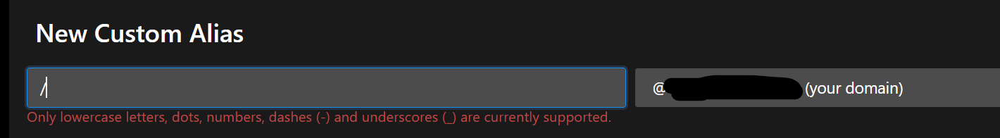 Cannot create custom alias with special characters but Auto Create works · Issue #1654 · simple ...
