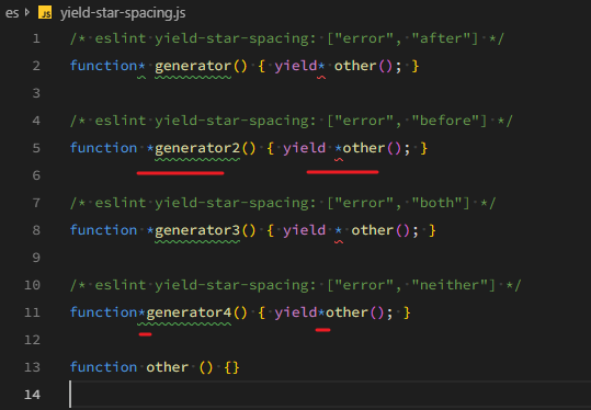 'yield-star-spacing' rule conflict · Issue #630 · microsoft/vscode-eslint · GitHub