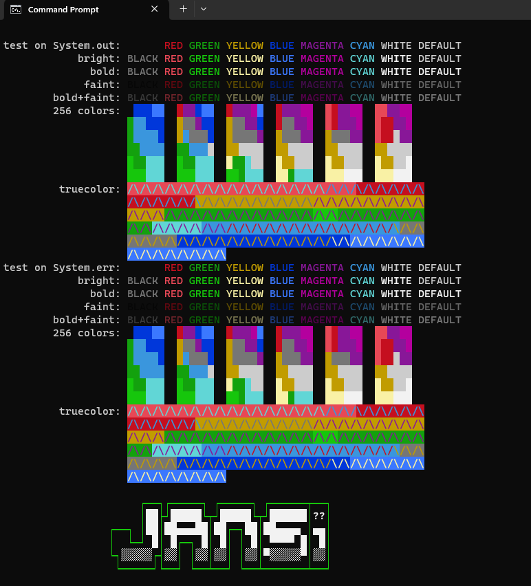 Box drawing characters don't print correctly after AnsiConsole.systemInstall() in cmd.exe ...