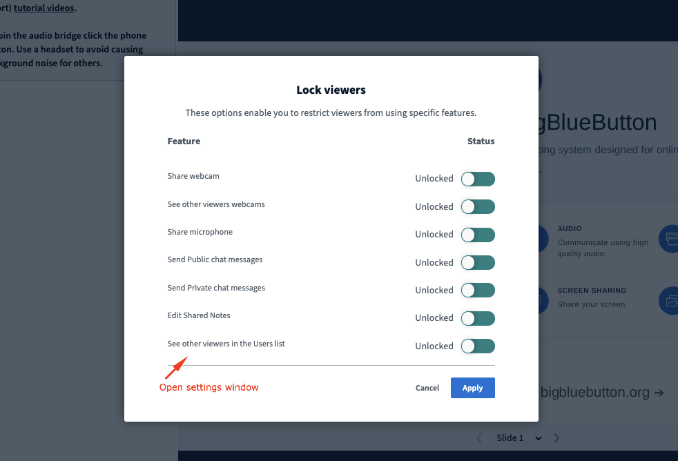 Lock settings: allow to toggle if a viewer can see the settings window · Issue #13239 ...