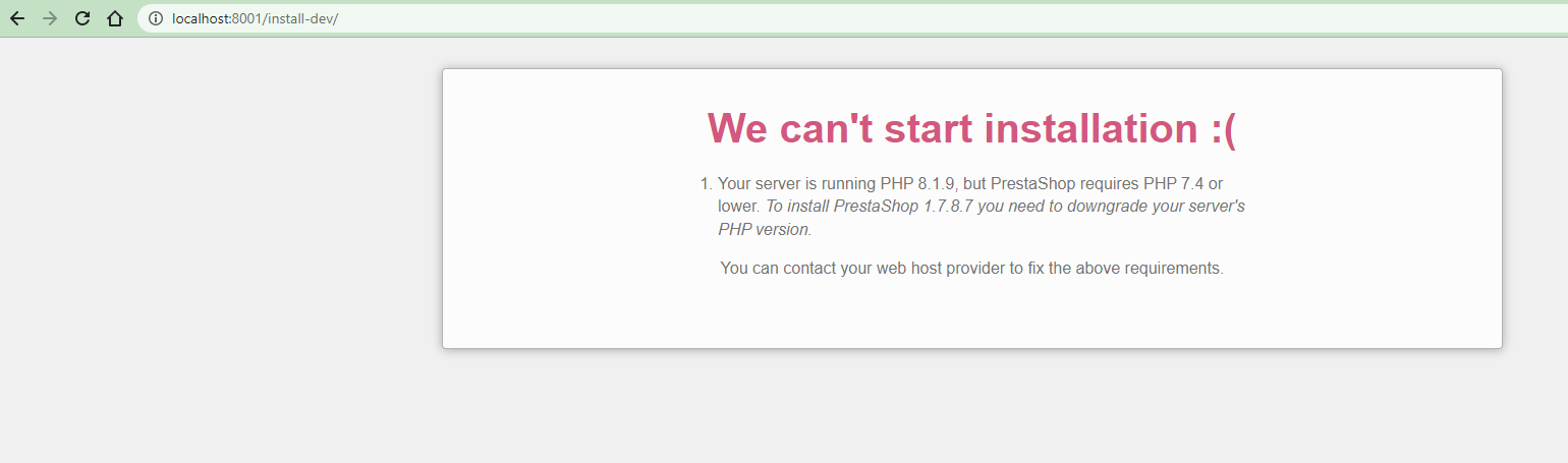 Fresh install branch 1.7.8.x is not working (with docker) · Issue #30098 · PrestaShop/PrestaShop ...