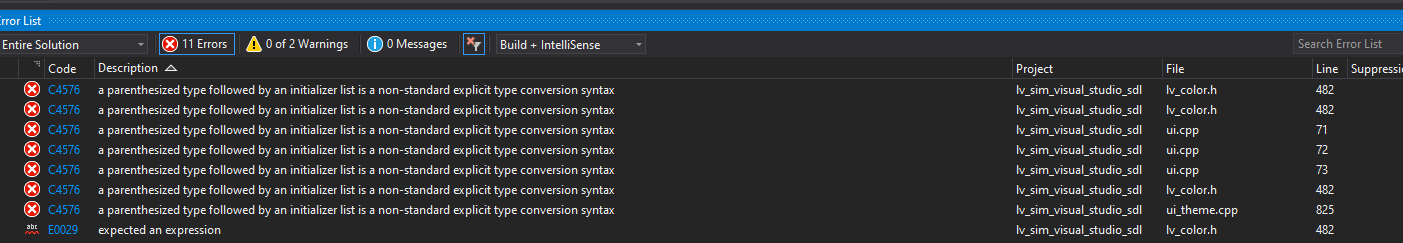 When adding C++ classes we are unable to compile · Issue #6 · lvgl/lv_port_pc_visual_studio · GitHub