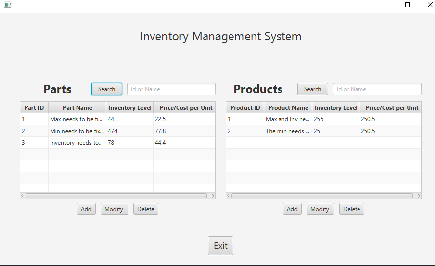 GitHub - GKARLOZ/Inventory-Management-WGU-Software-1-: Inventory Management application