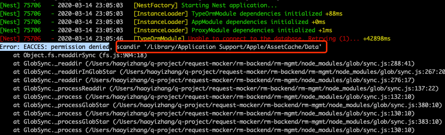 Unable To Connect To The Database Error Eacces Permission Denied · Issue 5682 · Typeorm