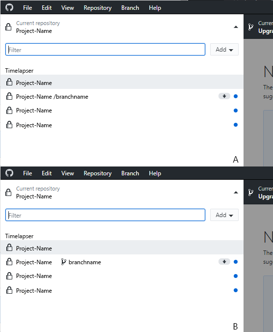Add branch name to UI repository selection menu · Issue #8158 · desktop/desktop · GitHub