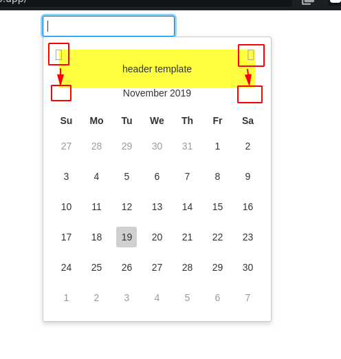 Month navigation buttons aren't positioned correctly when `headerTemplate` is used. · Issue ...