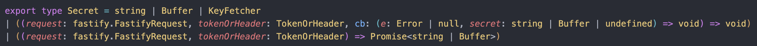 Type `Secret` does not match the secret option of ES256 (with a ...